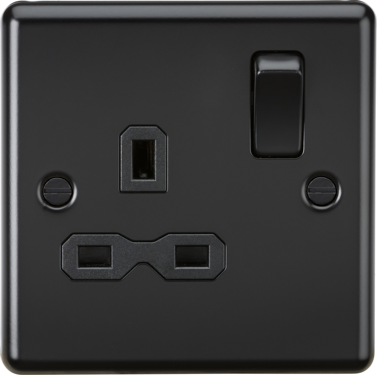 13A 1G DP Switched Socket - Matt Black with Black Insert — Derby ...