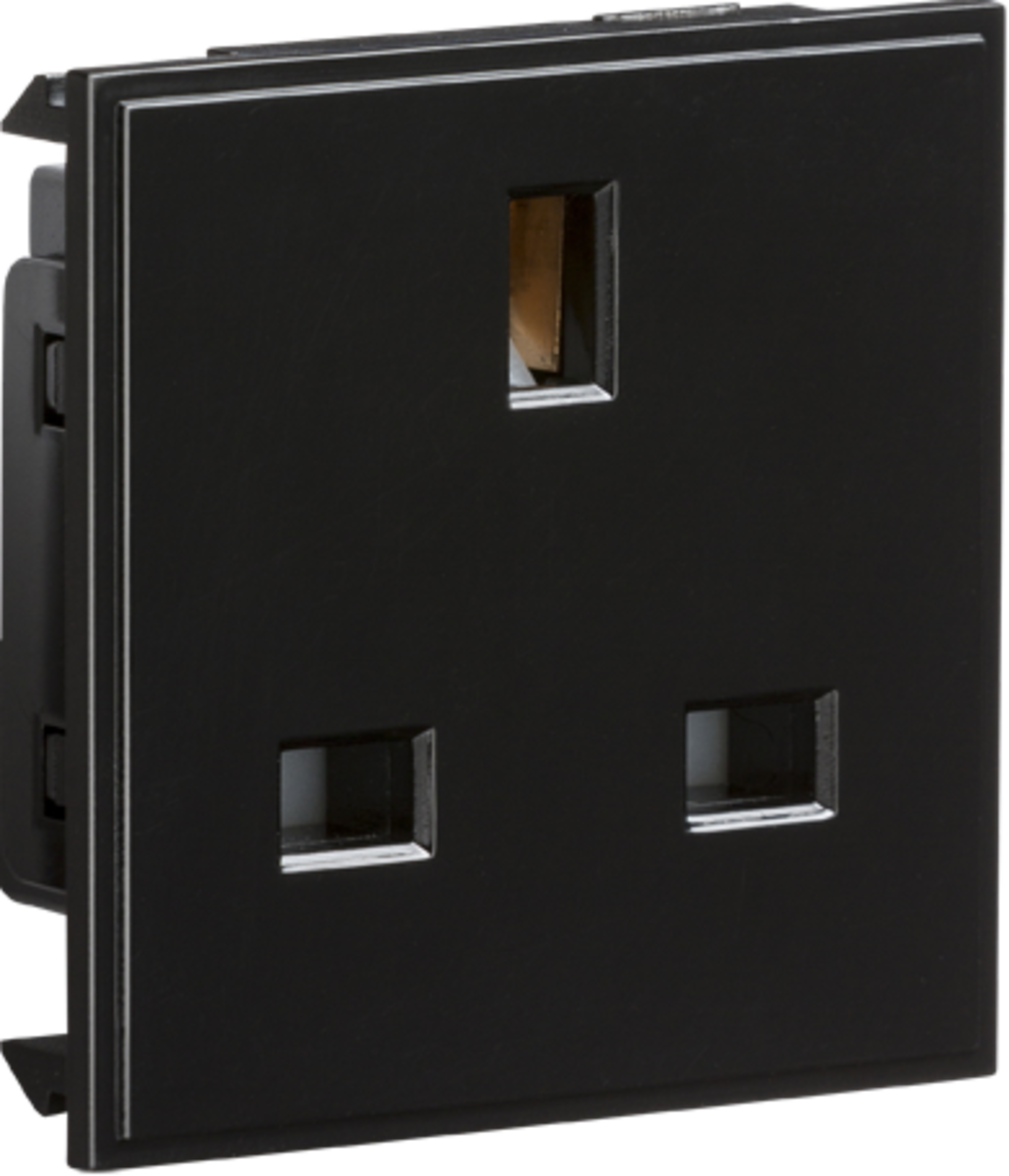 13A 1G unswitched socket module 50 x 50mm - black — Derby Firelec Ltd