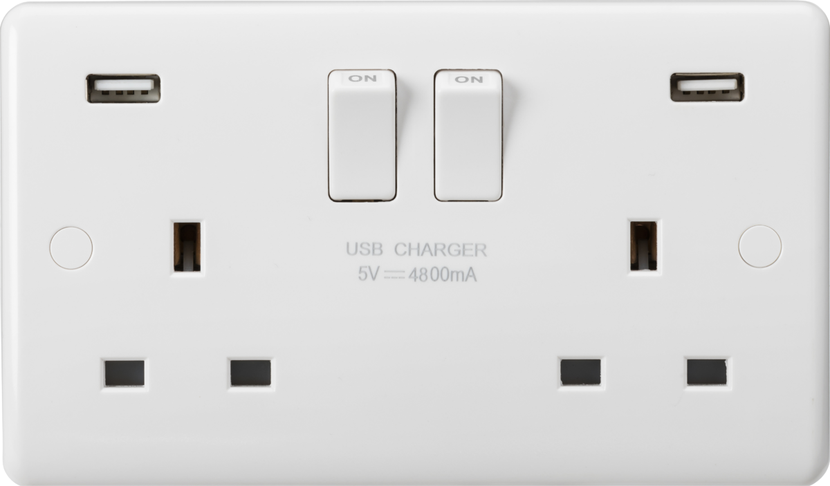 13A 2G DP Switched Socket with Dual USB A+A (5V DC 4.8A shared) — Derby ...