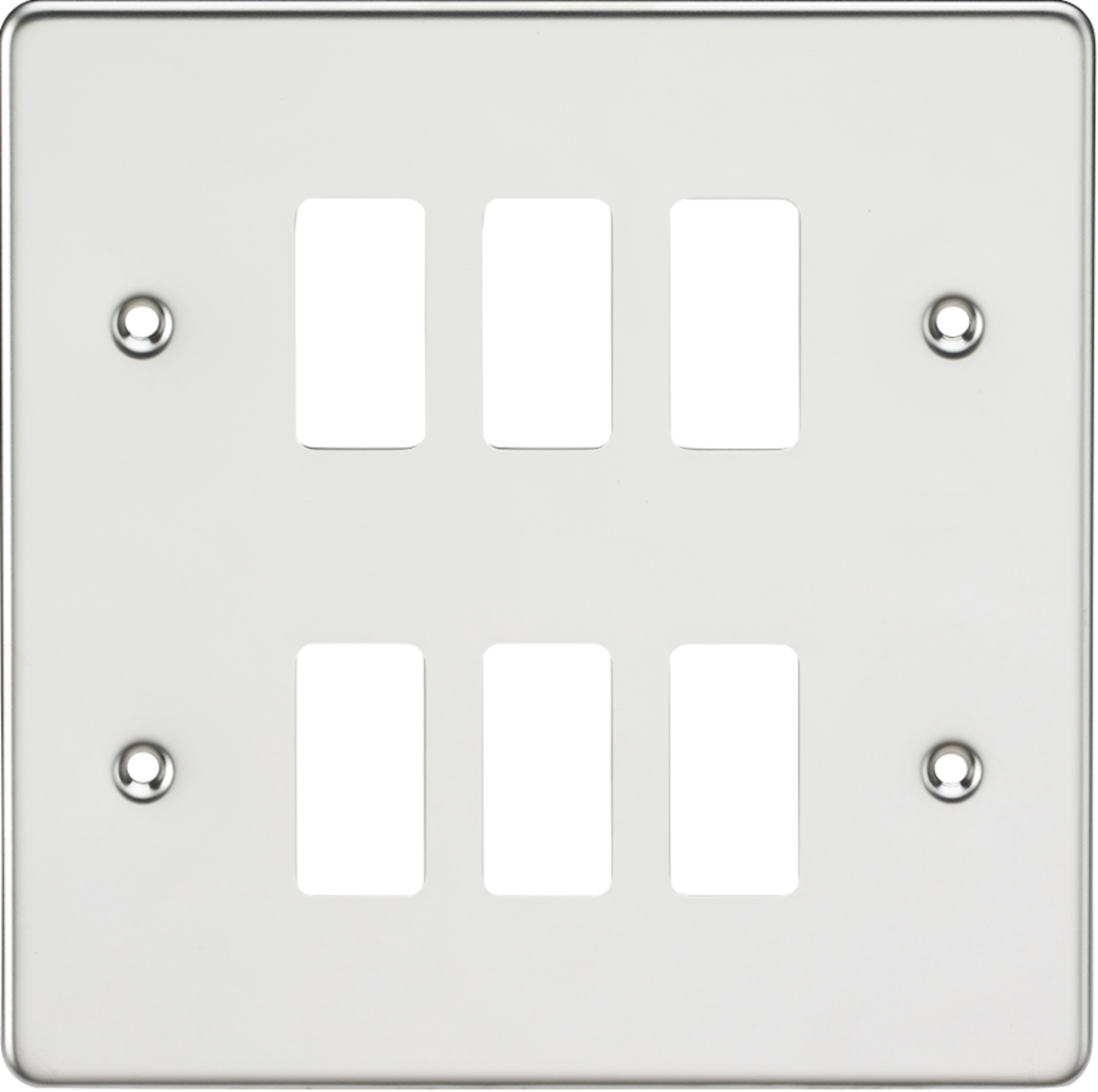 Flat plate 6G grid faceplate - polished chrome — Derby Firelec Ltd