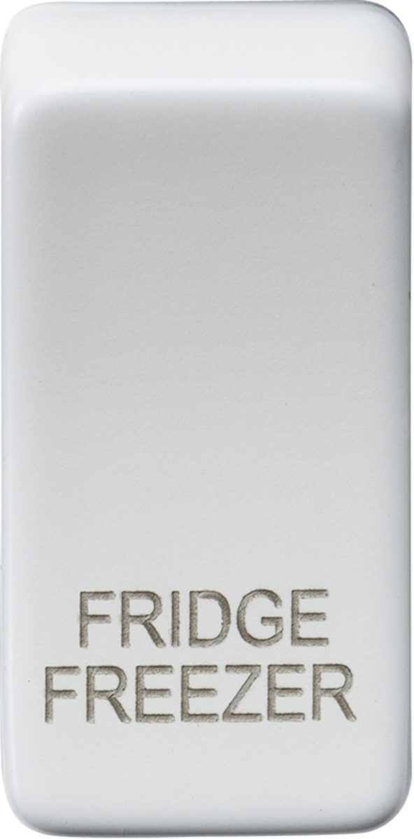 Switch cover "marked FRIDGE/FREEZER" - matt white — Derby Firelec Ltd