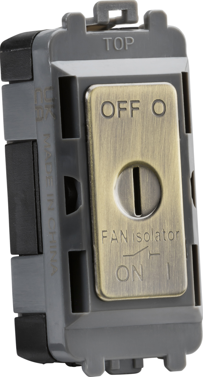 10A fan Isolator key switch module - antique brass — Derby Firelec Ltd